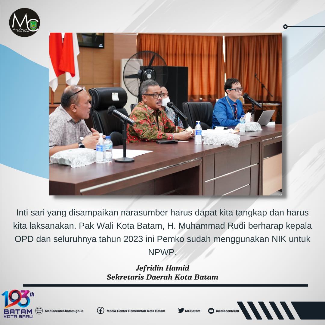 Pemko Batam Terapkan NIK sebagai NPWP Bagi Wajib Pajak Pribadi - Media ...